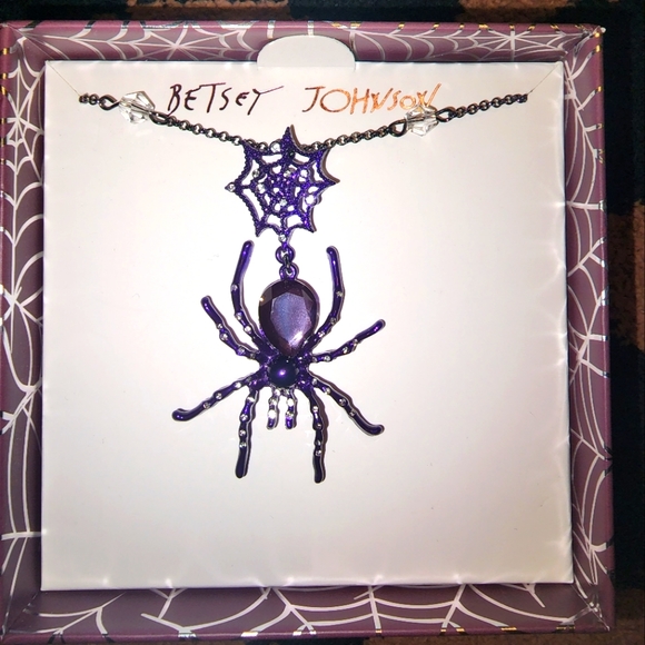 Betsey Johnson | Jewelry | Betsey Johnson Spider With Web Necklace ...